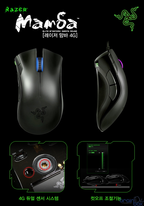 ㈜웨이코스, 초정밀 4G 듀얼 센서의 Razer Mamba 4G 게이밍 마우스